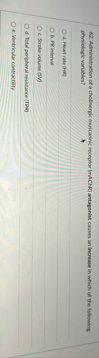 Solved Administration of a cholinergic muscarinic receptor | Chegg.com