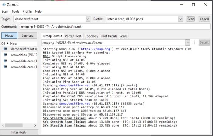 Solved I used NMAP to scan the website demo.testfire.net | Chegg.com