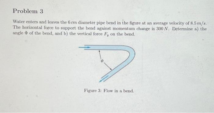 Solved Water enters and leaves the 6 cm diameter pipe bend | Chegg.com