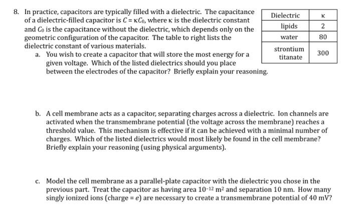 Solved In practice, capacitors are typically filled with a | Chegg.com