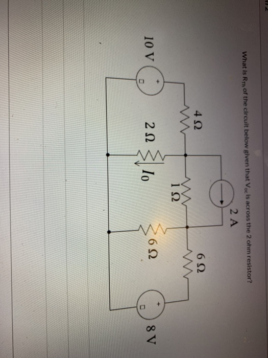 Solved What is Rth of the circuit below given that Vocis | Chegg.com