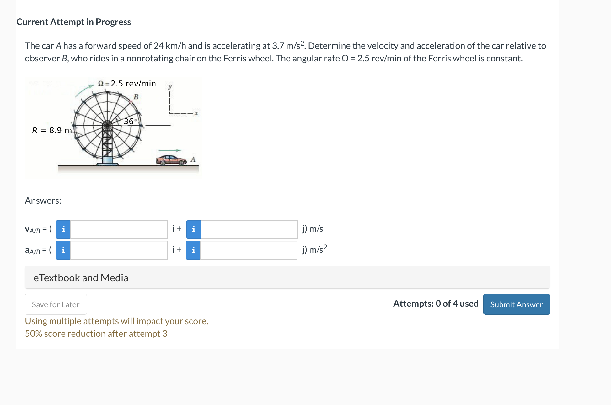 Solved Current Attempt in ﻿ProgressThe car A has a forward | Chegg.com
