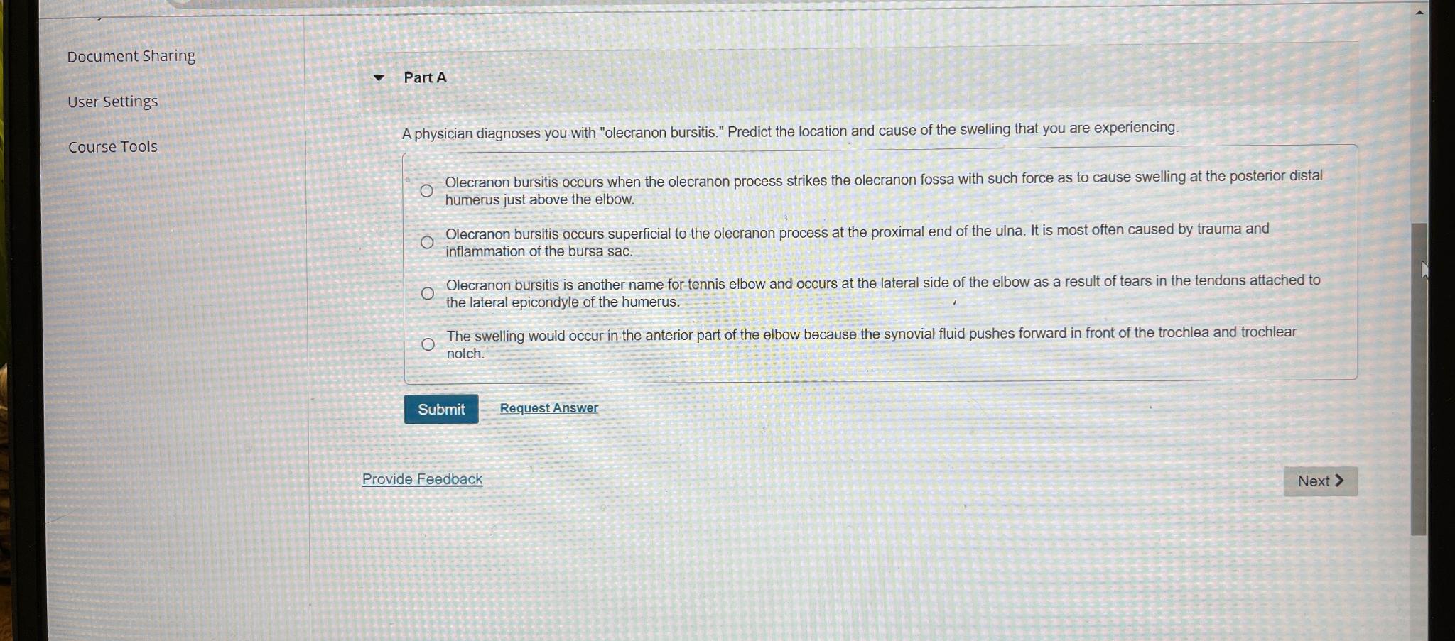 Solved Document SharingPart AUser SettingsCourse ToolsA | Chegg.com