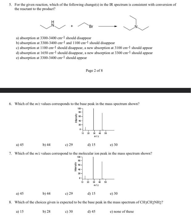 Solved 5. For the given reaction, which of the following | Chegg.com