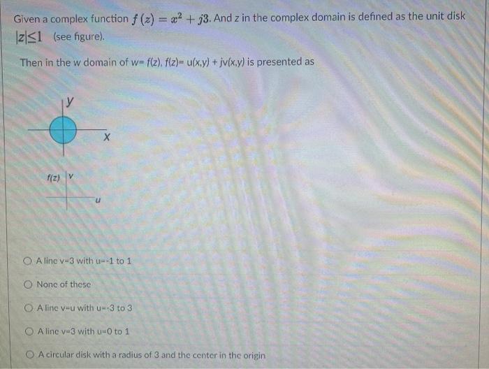 Solved Given a complex function f(x) = 22 + 33. And z in the | Chegg.com