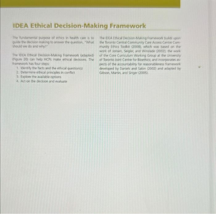 Solved 8. Use the IDEA Ethical Decision-Making Framework on | Chegg.com