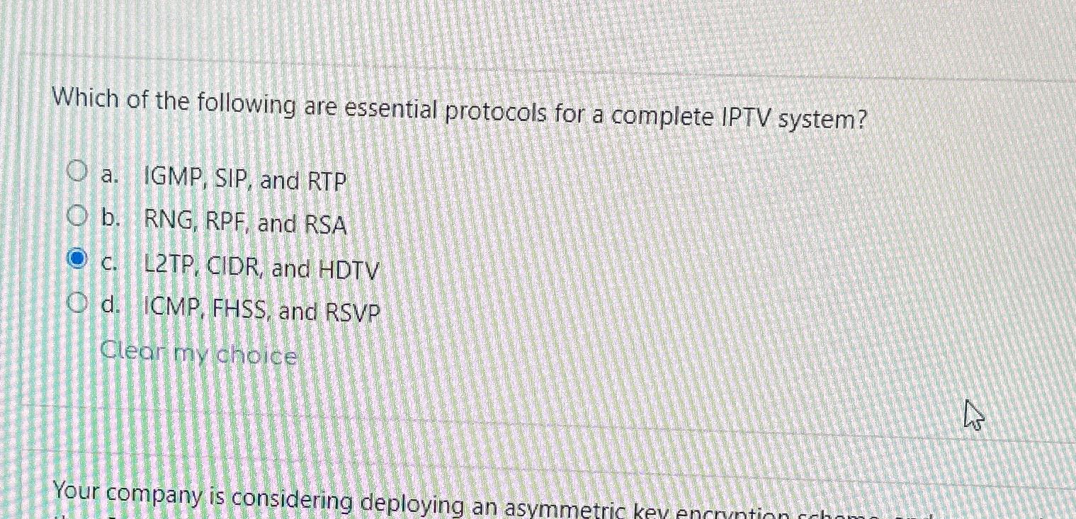 Solved Which of the following are essential protocols for a | Chegg.com