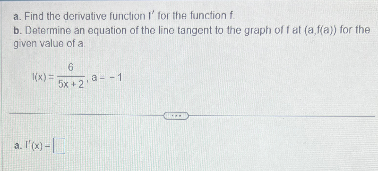 Solved a. Find the derivative function f^(') for the | Chegg.com