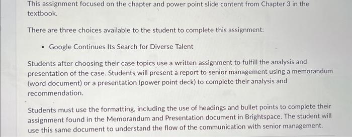 Solved This assignment focused on the chapter and power | Chegg.com