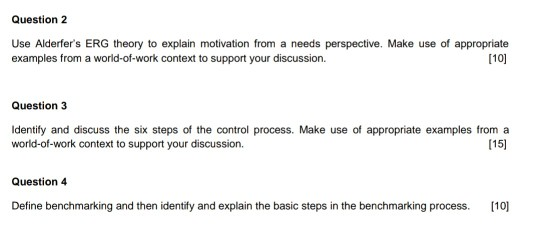 Solved Question 2 Use Alderfer's ERG theory to explain | Chegg.com