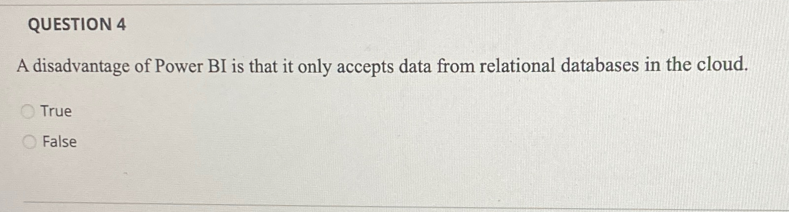 Solved QUESTION 4A disadvantage of Power BI is that it only | Chegg.com