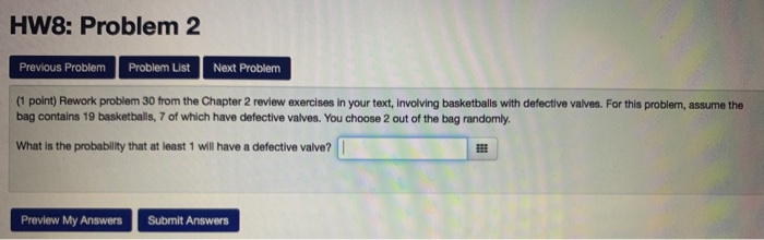 Solved HW8: Problem 2 Previous Problem Problem List Next | Chegg.com