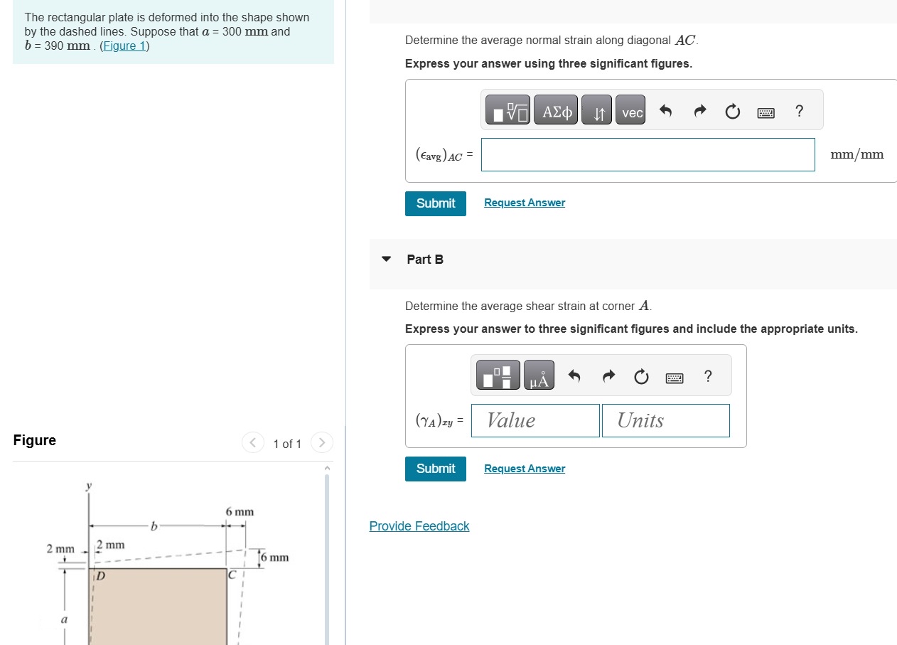 Solved The rectangular plate is deformed into the shape | Chegg.com