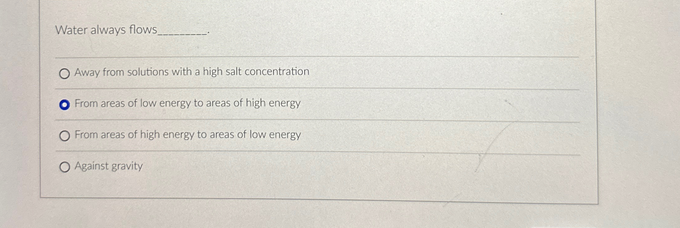 Solved Water always flowsAway from solutions with a high | Chegg.com