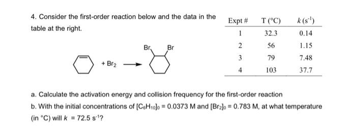 Solved 4. Consider the first-order reaction below and the | Chegg.com