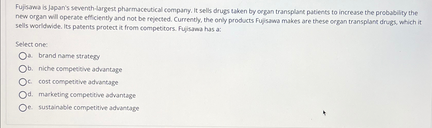 Solved Fujisawa is Japan's seventh-largest pharmaceutical | Chegg.com