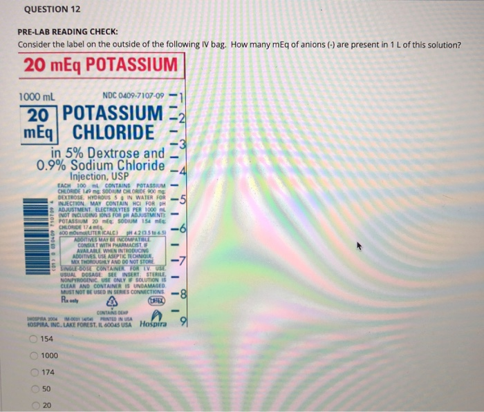 Solved QUESTION 12 PRE-LAB READING CHECK: Consider the label | Chegg.com