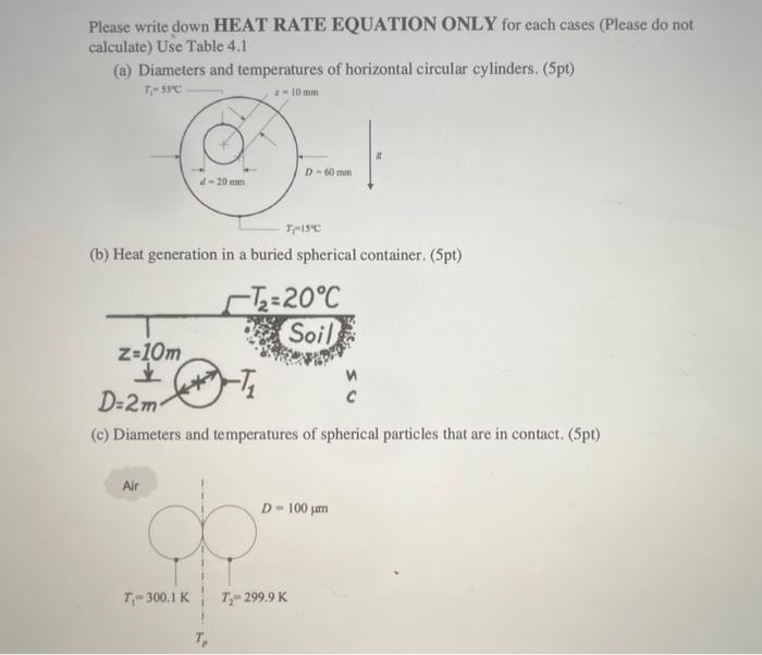 Solved Please write down HEAT RATE EQUATION ONLY for each | Chegg.com