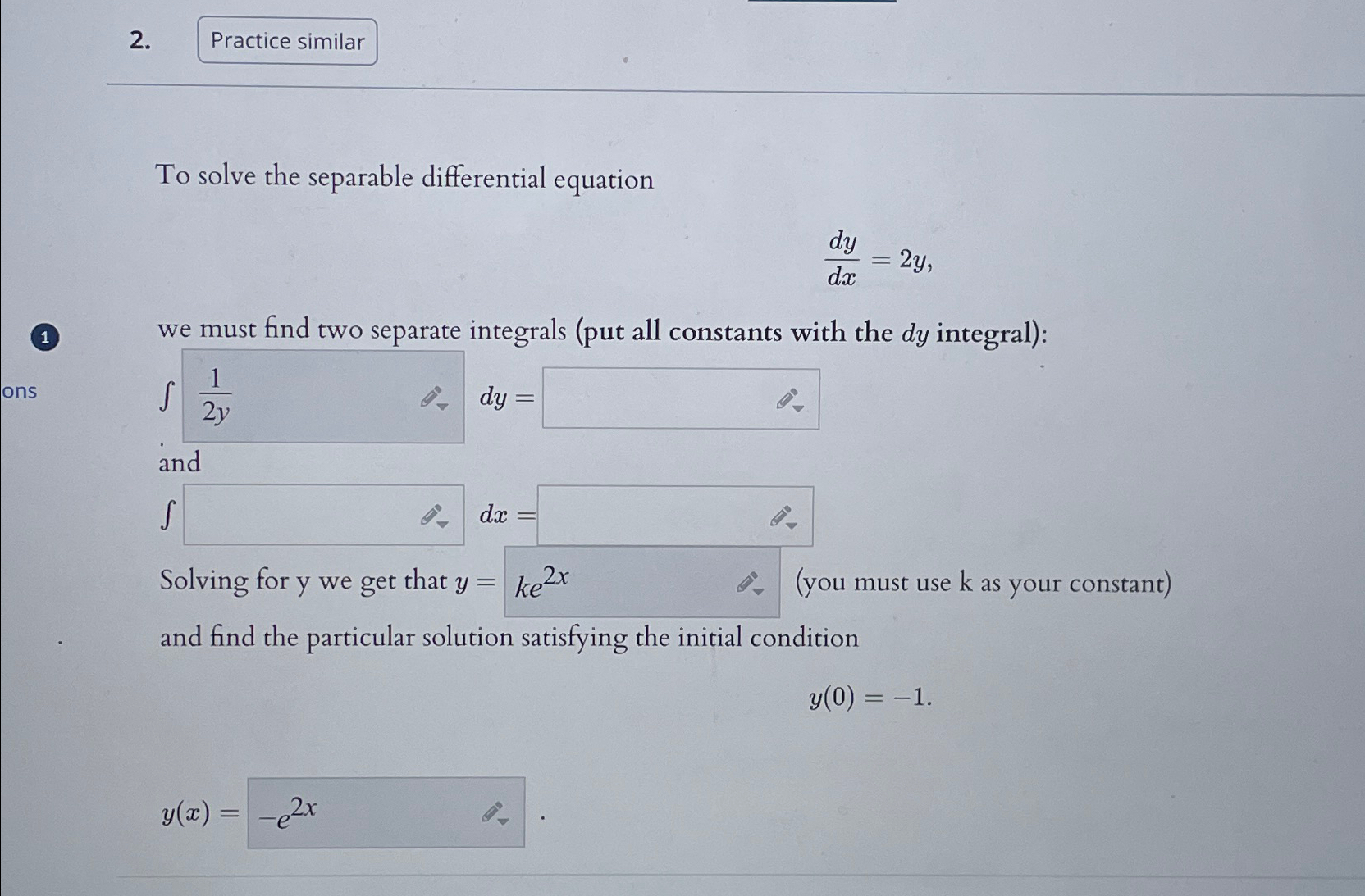 Solved To solve the separable differential | Chegg.com