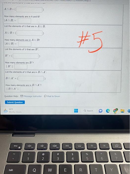 Solved The Venn Diagram below displays the elements in each | Chegg.com