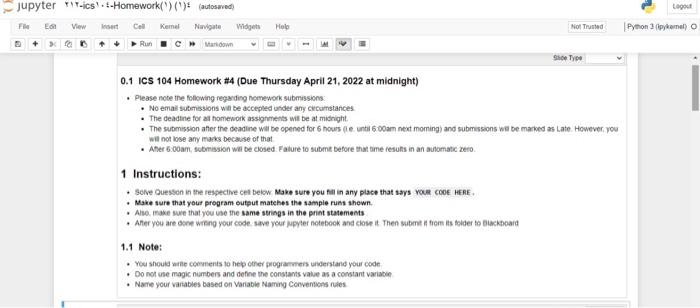 Solved Logout jupyter -ics... Homework() () (autosaved File | Chegg.com