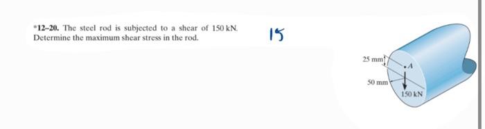 Solved *12-20. The steel rod is subjected to a shear of 150 | Chegg.com