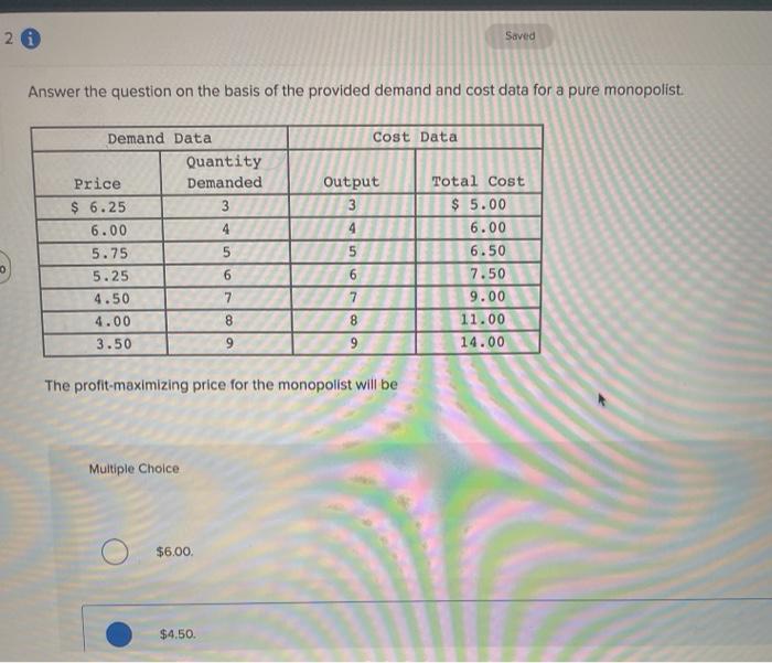Solved 20 Saved Answer the question on the basis of the | Chegg.com