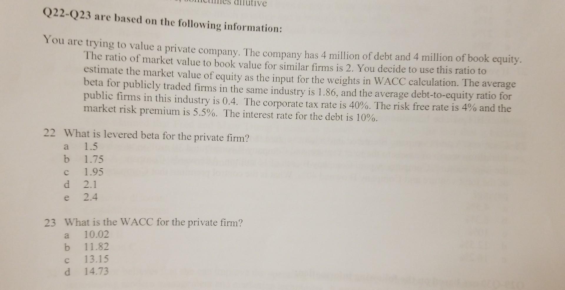 Solved Q22-Q23 are based on the following information: You | Chegg.com
