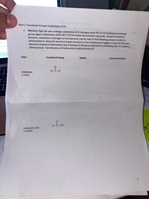 Solved Part C. Punctional Groups Containing a CO • Bentene | Chegg.com