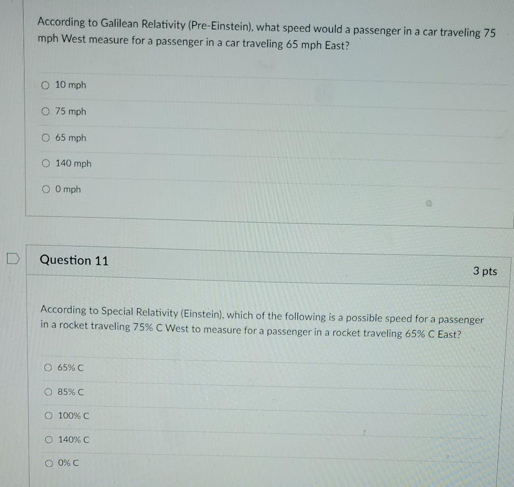 Solved According to Galilean Relativity (Pre-Einstein), what | Chegg.com