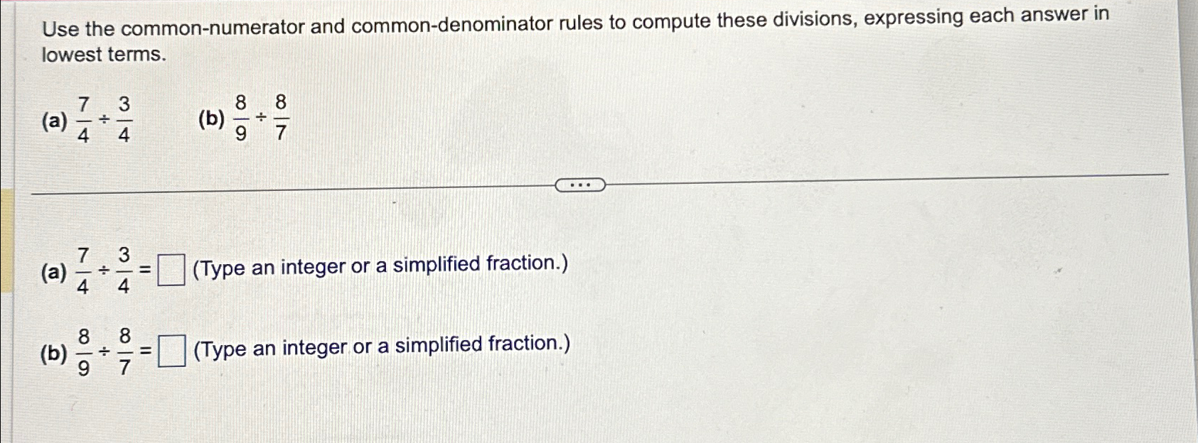 Solved Use the common-numerator and common-denominator rules | Chegg.com