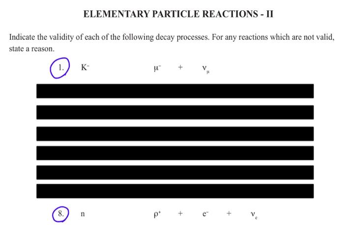 Solved ELEMENTARY PARTICLE REACTIONS - I Use the | Chegg.com