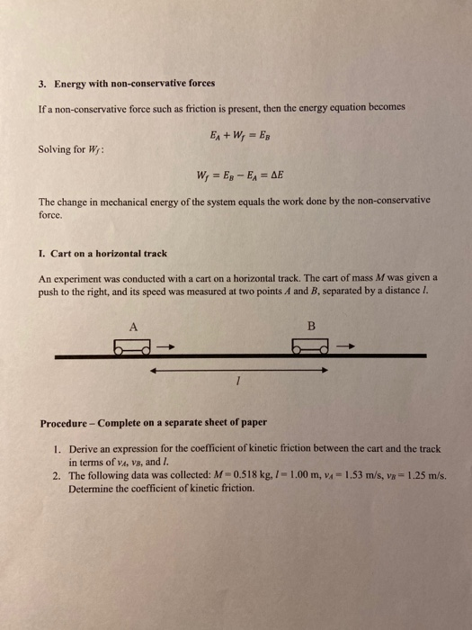 Solved 3. Energy with non-conservative forces If a | Chegg.com