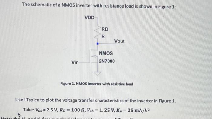 Solved The schematic of a NMOS inverter with resistance load | Chegg.com