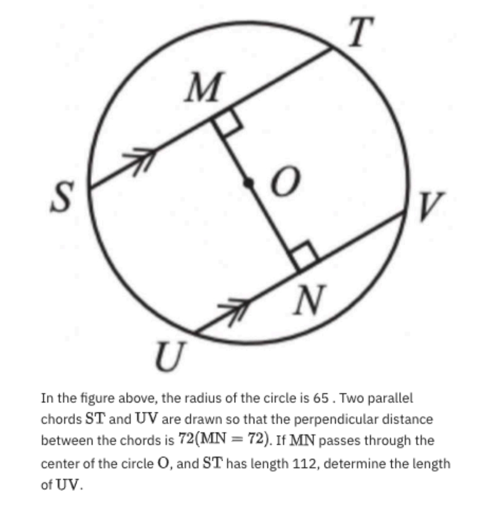 Solved In the figure above, the radius of the circle is 65 . | Chegg.com