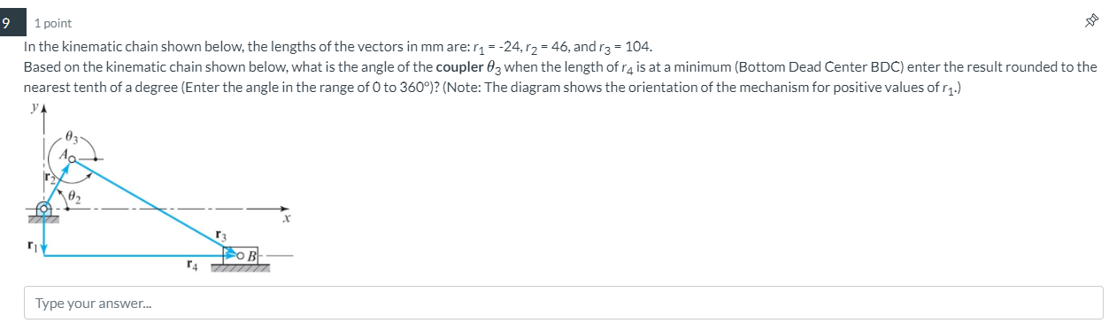 Solved 1 ﻿pointIn the kinematic chain shown below, the | Chegg.com
