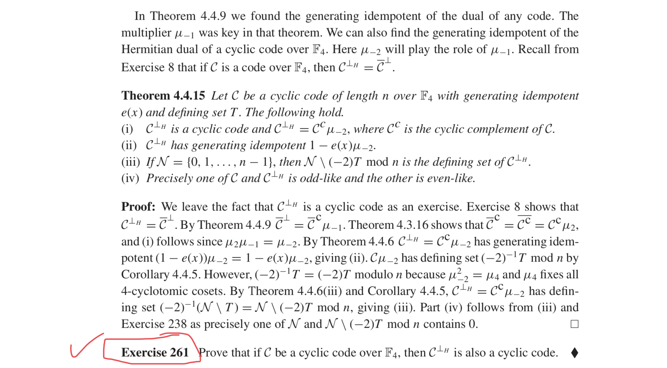 Solved In Theorem 4.4.9 ﻿we found the generating idempotent | Chegg.com