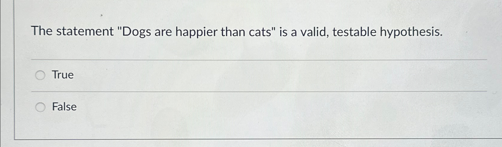Solved The statement "Dogs are happier than cats" is a | Chegg.com