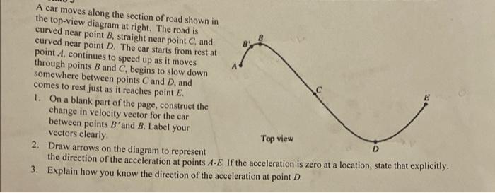 Solved A car moves along the section of road shown in the | Chegg.com