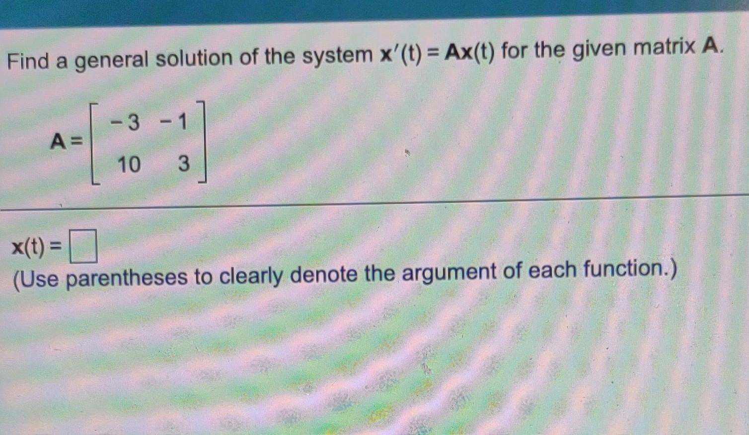 Solved Determine e At by first finding a fundamental matrix | Chegg.com