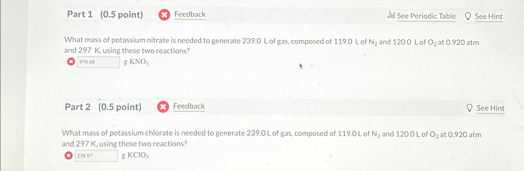 Solved Part 1 (0.5 ﻿point)FeedbackSee Periodic TableSee | Chegg.com