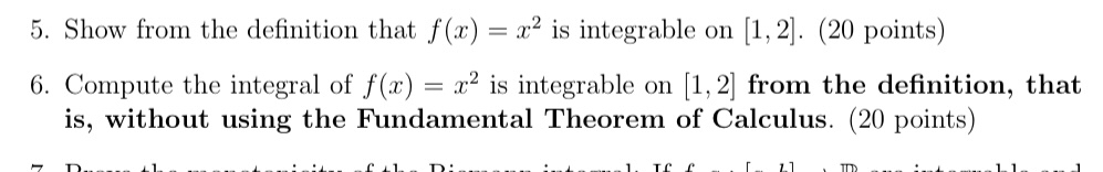 Solved by an EXPERT Show from the definition that f(x)=x2 ﻿is integrable | Chegg.com