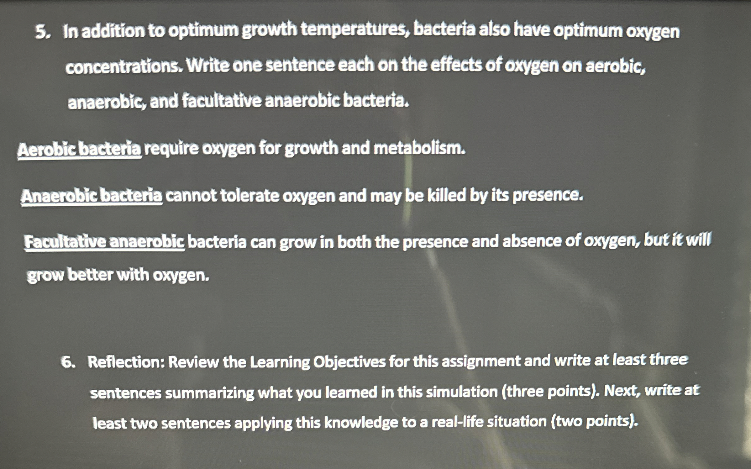 Solved In addition to optimum grow th temperatures, bacteria | Chegg.com
