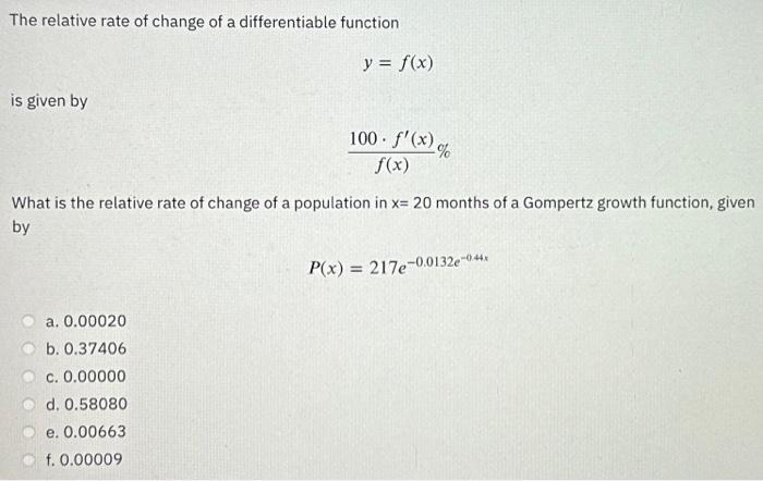 Solved The relative rate of change of a differentiable | Chegg.com