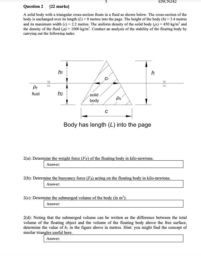 Solved Question 2[22 ﻿marks]A solid body with a triangular | Chegg.com