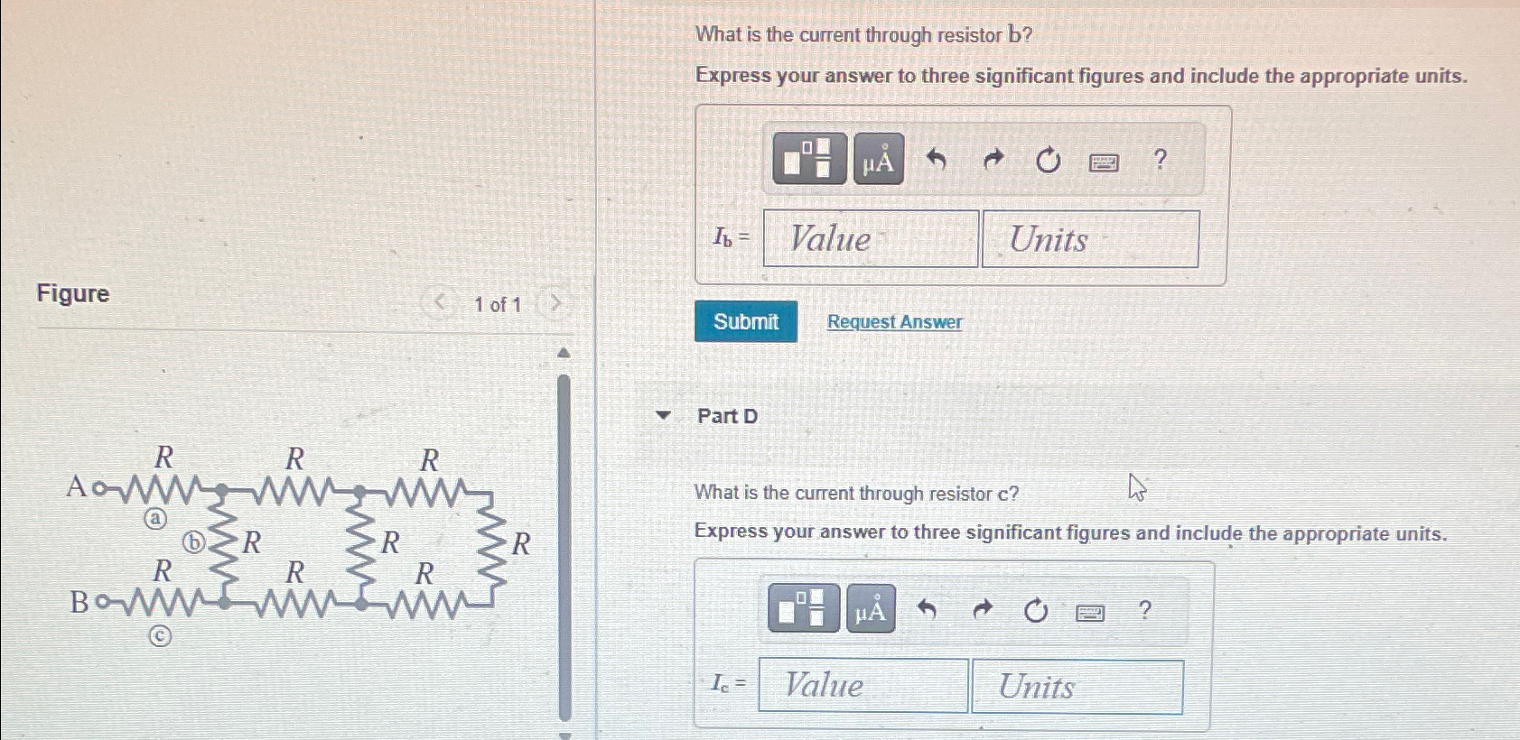 What is the current through resistor b?Express your | Chegg.com
