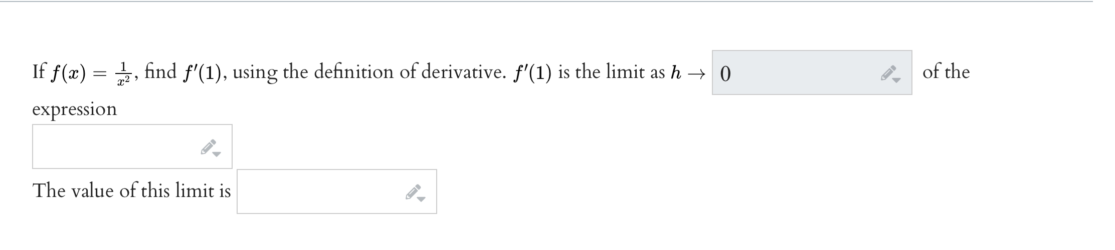 Solved If f(x)=1x2, ﻿find f'(1), ﻿using the definition of | Chegg.com