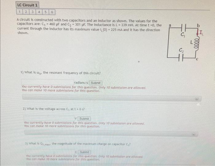 Solved A circuit is constructed with two capacitors and an | Chegg.com