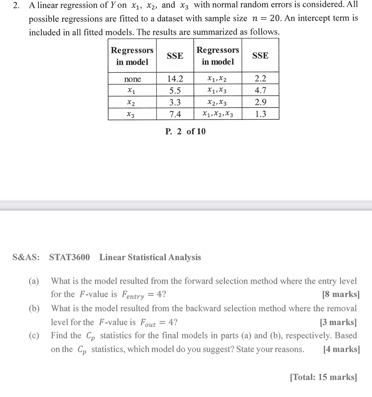 Solved A linear regression of Y ﻿on x1,x2, ﻿and x3 ﻿with | Chegg.com