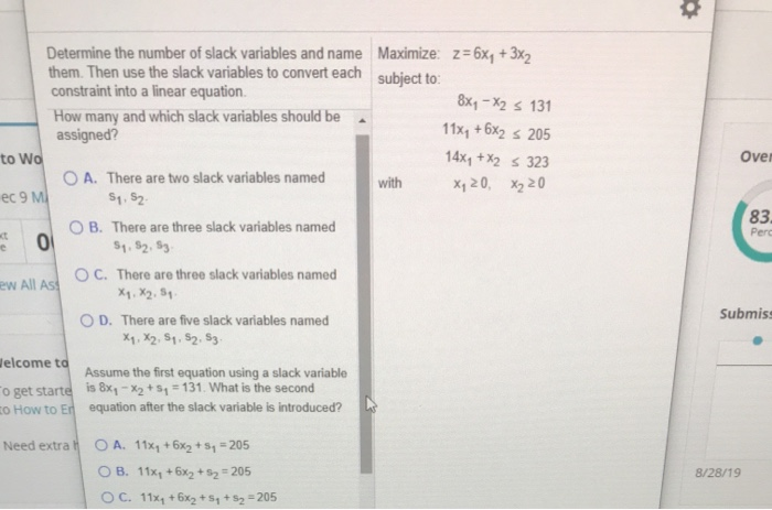 Solved Determine the number of slack variables and name | Chegg.com